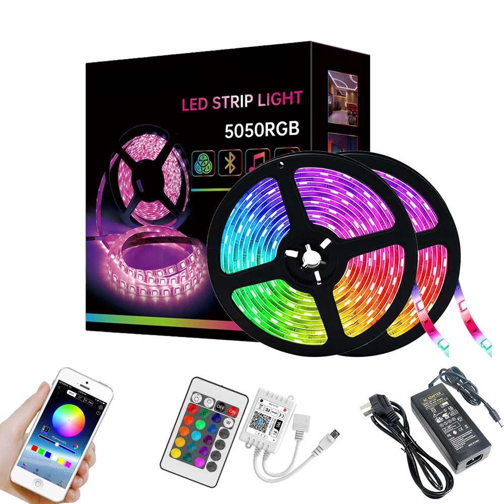 12V Flexible RGB Smart LED Strip Music Sync App Remote Control Bedroom ...
